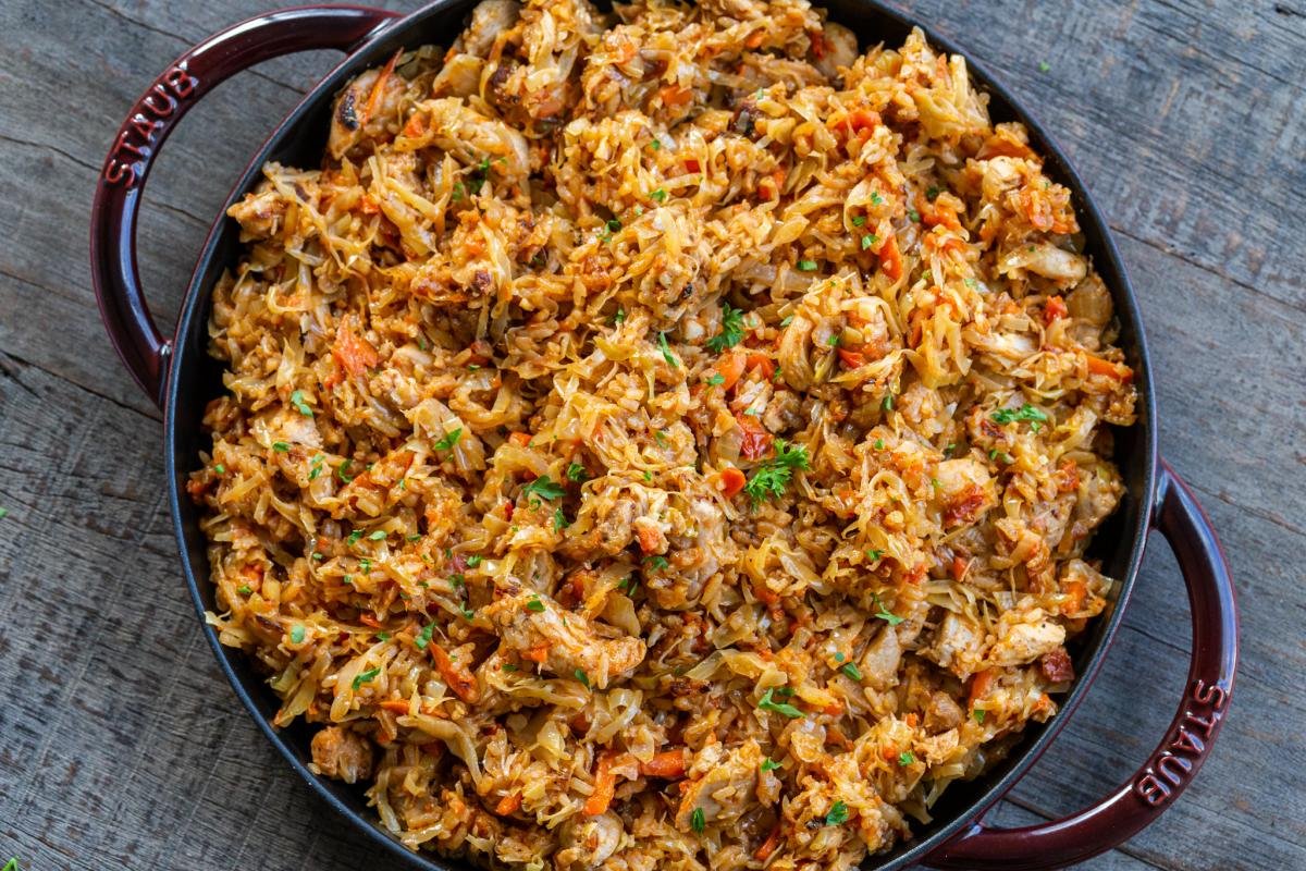 One Pan Braised Cabbage with Rice - Momsdish