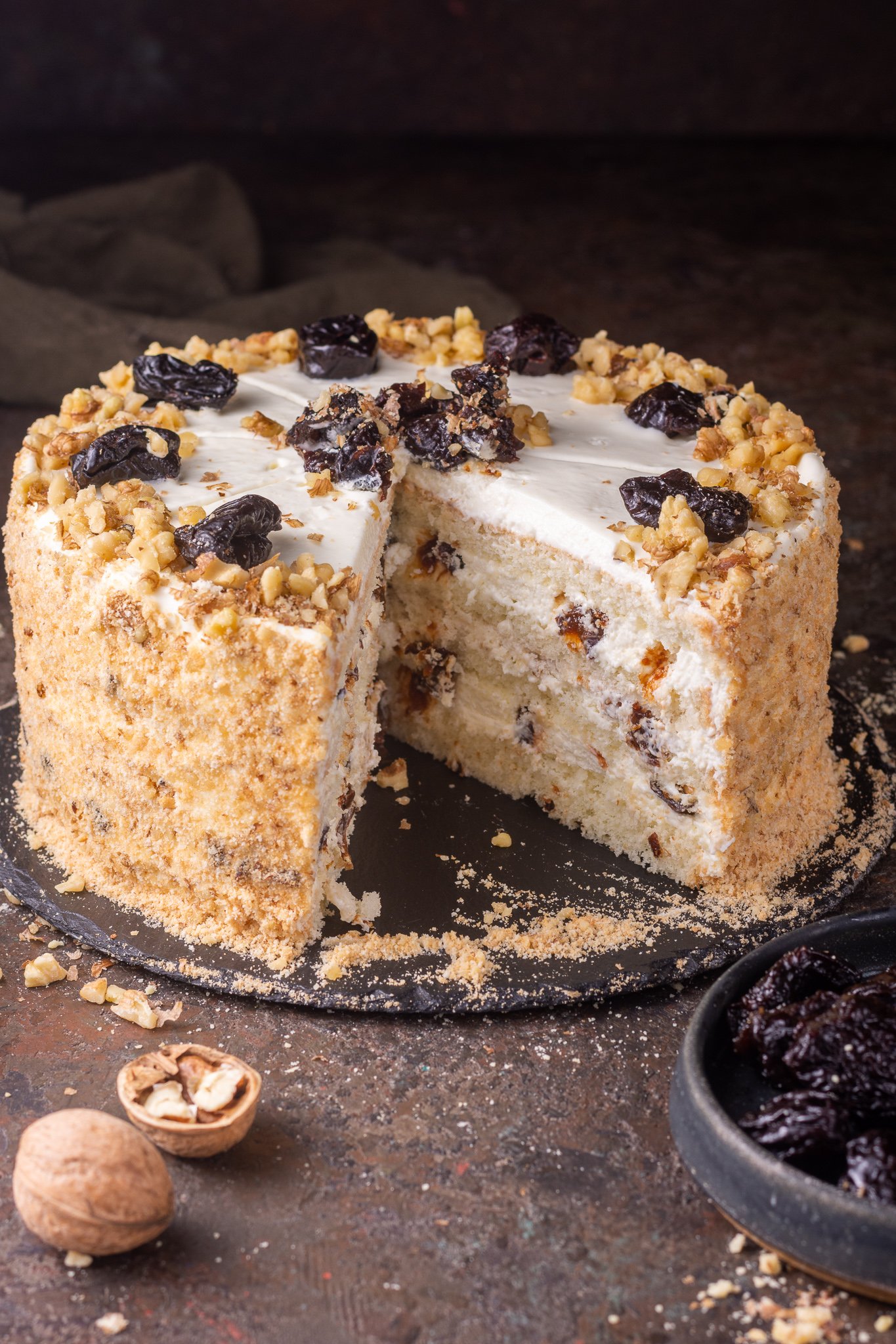 Walnut Cake with Prunes Recipe - Momsdish